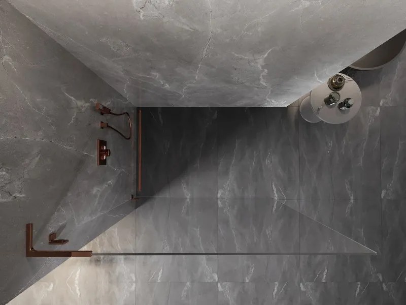 Mexen Lunar L, sprchová stěna levá 50 x 200 cm, 8mm čiré sklo, růžové zlato profil, 830L-050-000-60-00-L