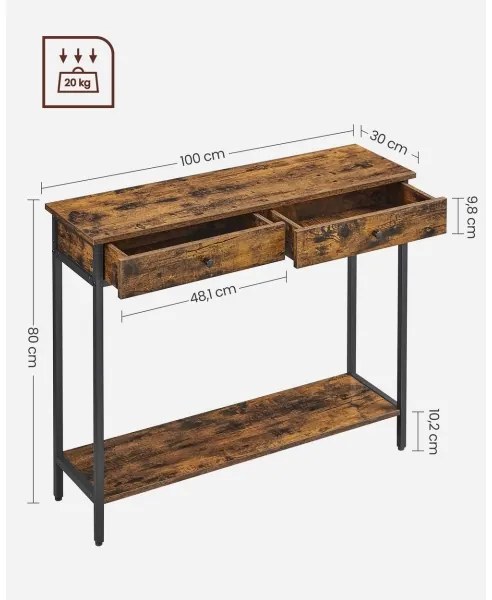 Odkládací stolek LUVOR hnědá/černá