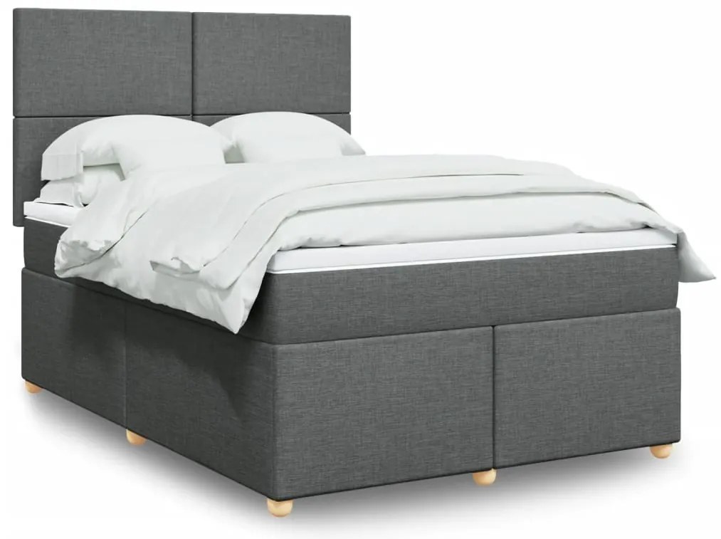 Box spring postel s matrací tmavě šedý 140 x 190 cm textil 3293569