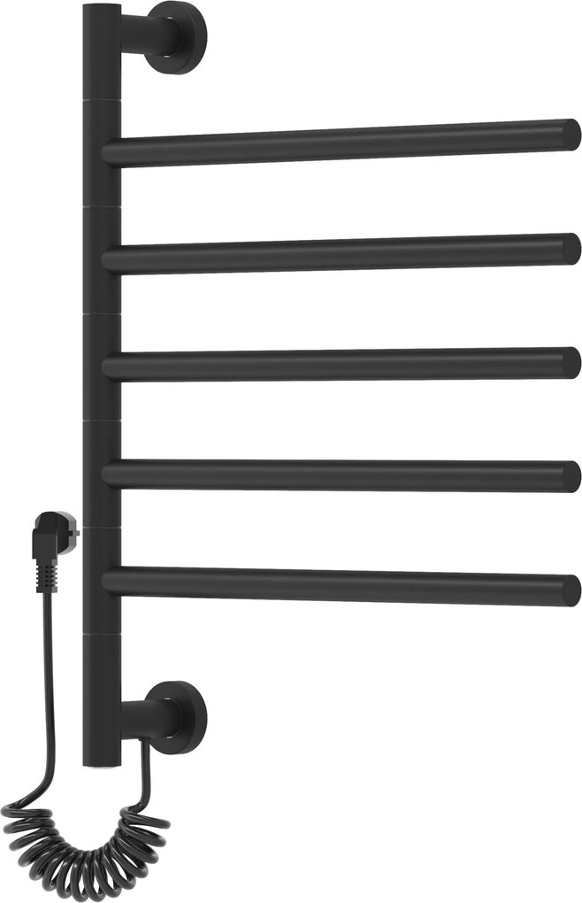 Gamma Awry, elektrický koupelnový radiátor s otočnými rameny 516x622 mm, 75W, černá, GMA-AWRY-622516-BK