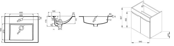 JIKA H4536011763001 - Koupelnová skříňka s umyvadlem CUBE 60,7x65 cm bílá