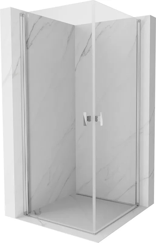 Mexen Mist-B Duo, 2-křídlý výklopný sprchový kout 80 x 80 cm, čiré sklo, chromový profil, 8A2-080-080-01-00