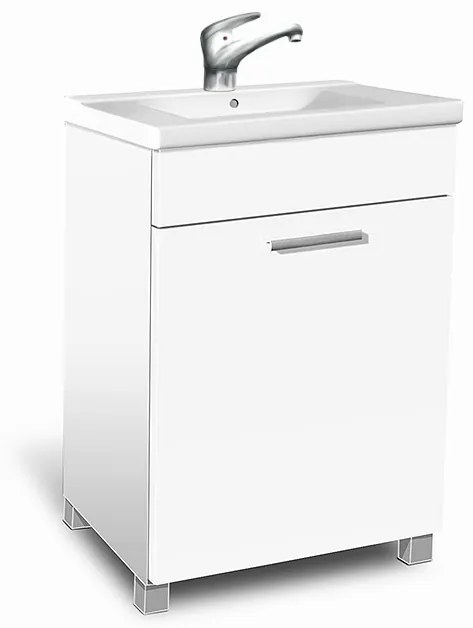 Nabytekmorava Koupelnová skříňka s umývadlem K27 barva skříňky: bílá 113, barva dvířek: bílý lesk