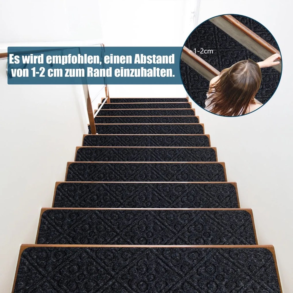 Costway 15 Koberce na schody Protiskluzové koberce na schody 76 cm x 20 cm