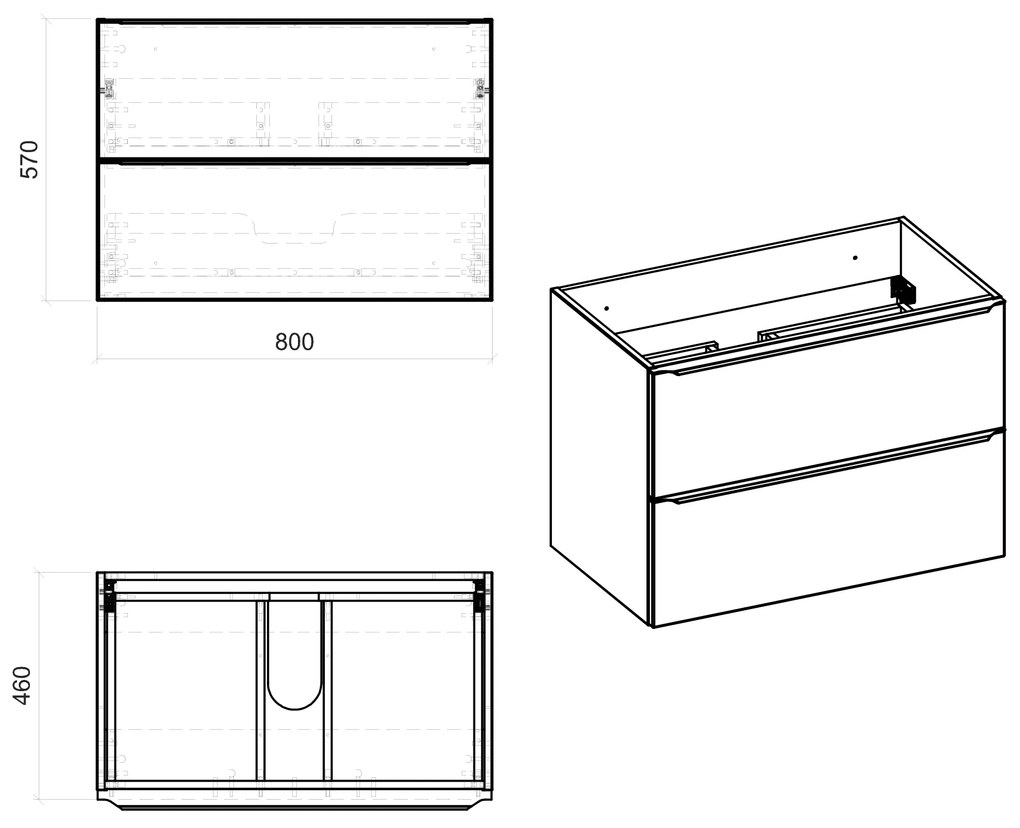 Koupelnová závěsná skříňka pod umyvadlo KAPA dub zlatý 80 cm
