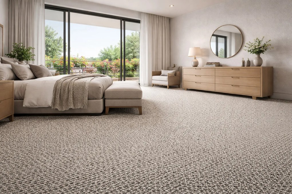 Timzo, Metrážový koberec Orion 9249, na míru, šíře 4m,5m, hnědá, filc, chodba / předsíň