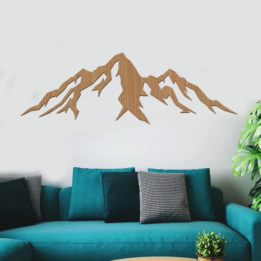 Dřevěný obraz Horské vrcholky Rozměry (cm): 120x40, Barevný vzor: Horský dub