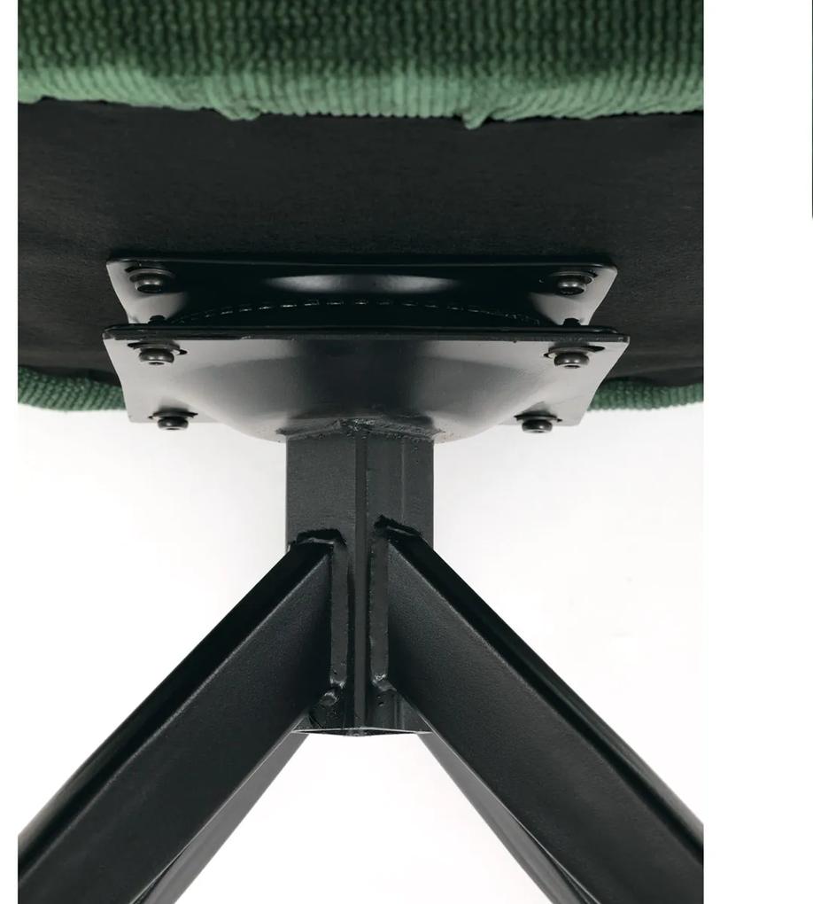 AUTRONIC Židle jídelní, zelená látka, otočný mechanismus 180°, černý kov