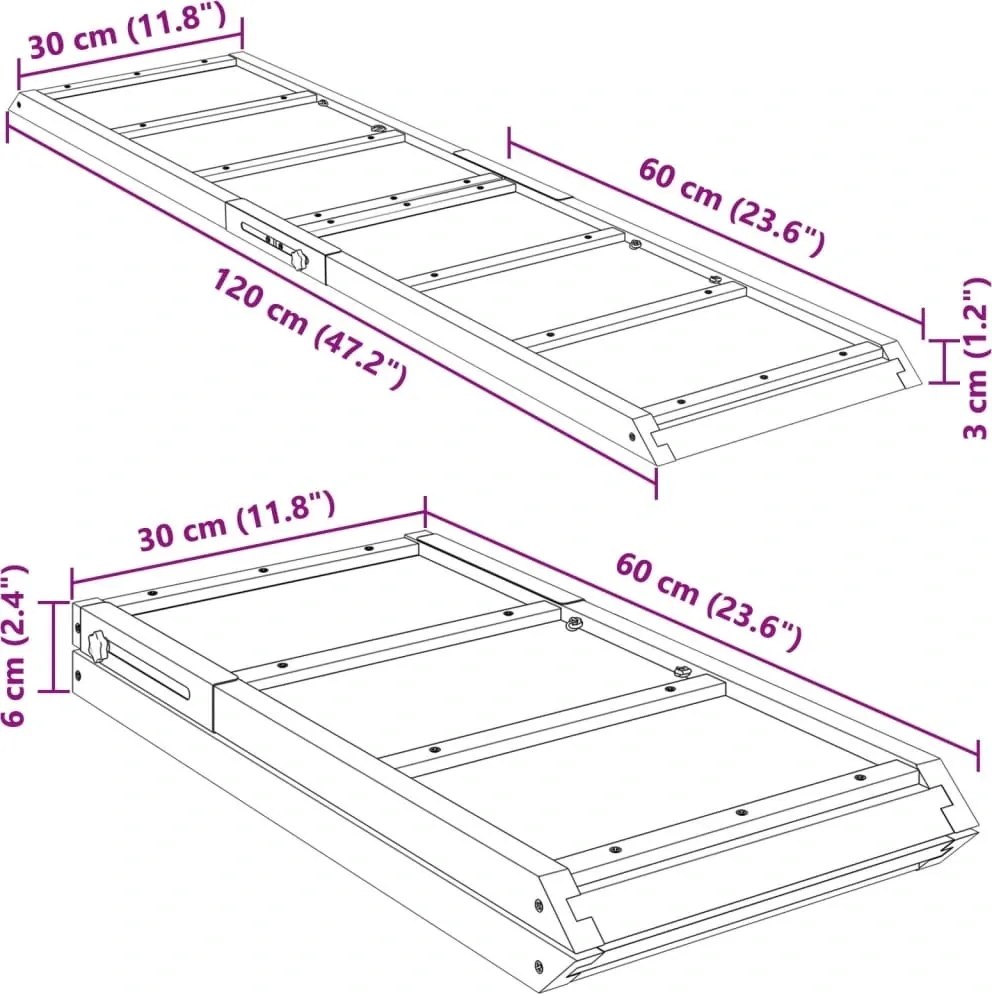 vidaXL Rampa pro psy 120 x 30 cm masivní jedlové dřevo [172419] Barva: Šedá