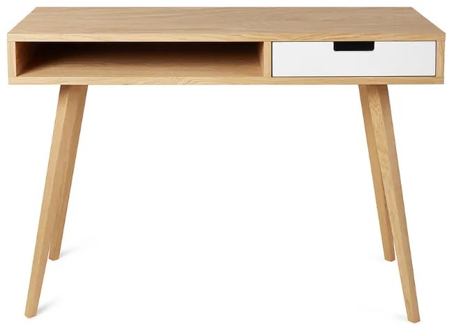 Benlemi Skandinávský psací stůl ze dřeva se zásuvkou LEA 110 cm bílý Strana: Vpravo, Kvalita dřeva: 1. Dubový masiv třídy A