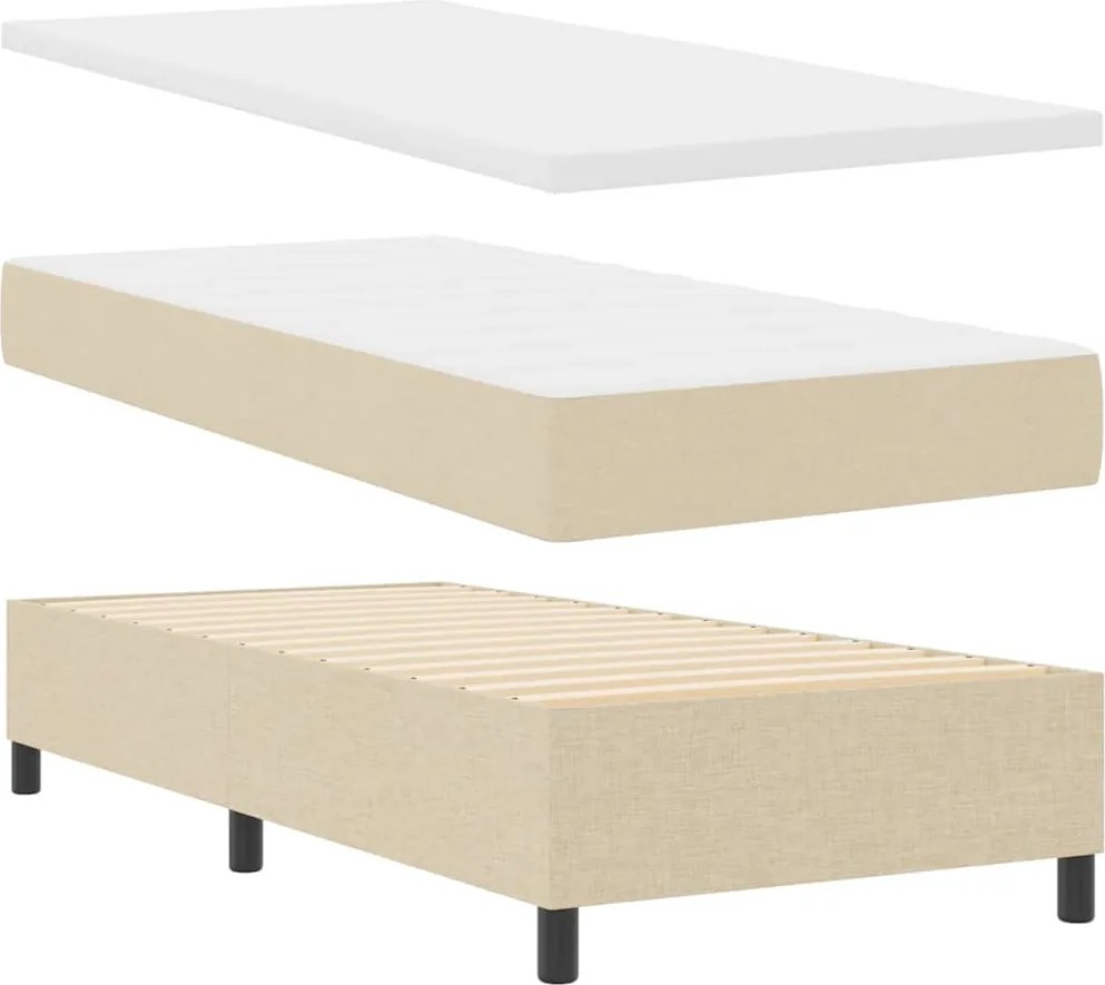 Postel s boxspringem s čelo Krémová 80 x 200 cm textil 3344028