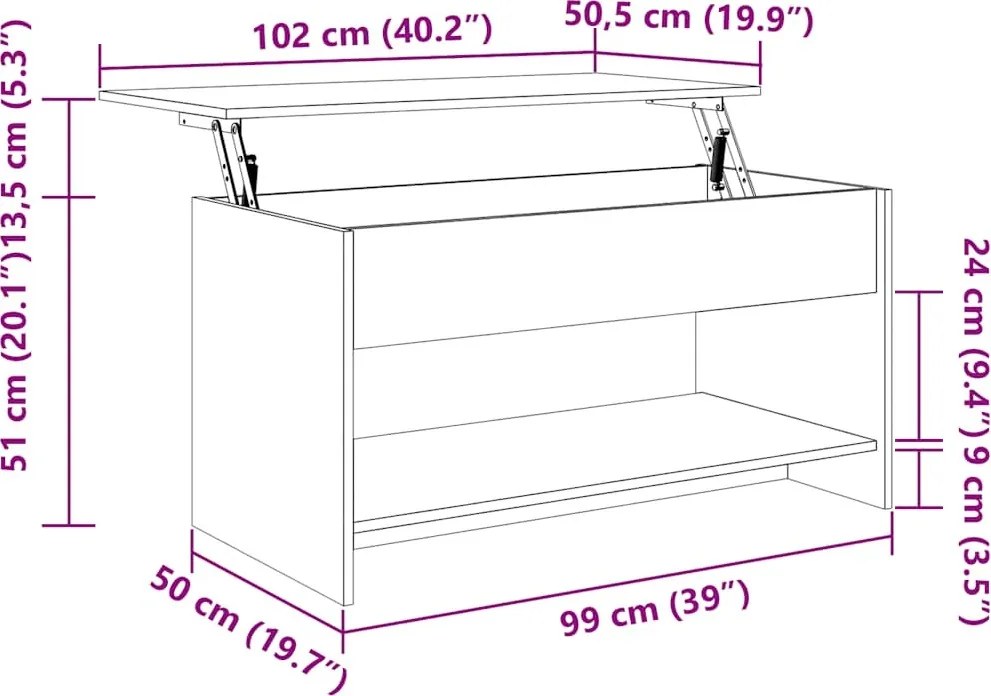 vidaXL Konferenční stolek 102 x 50 x 52,5 cm kompozitní dřevo [809647] Barva: hnědý dub
