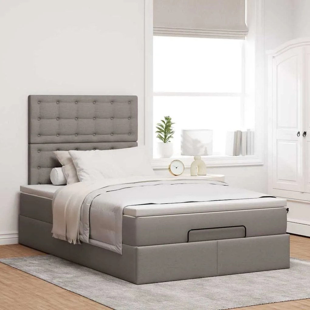 Osmanský rám postele s matrací taupe 120x200cm textil 3314166
