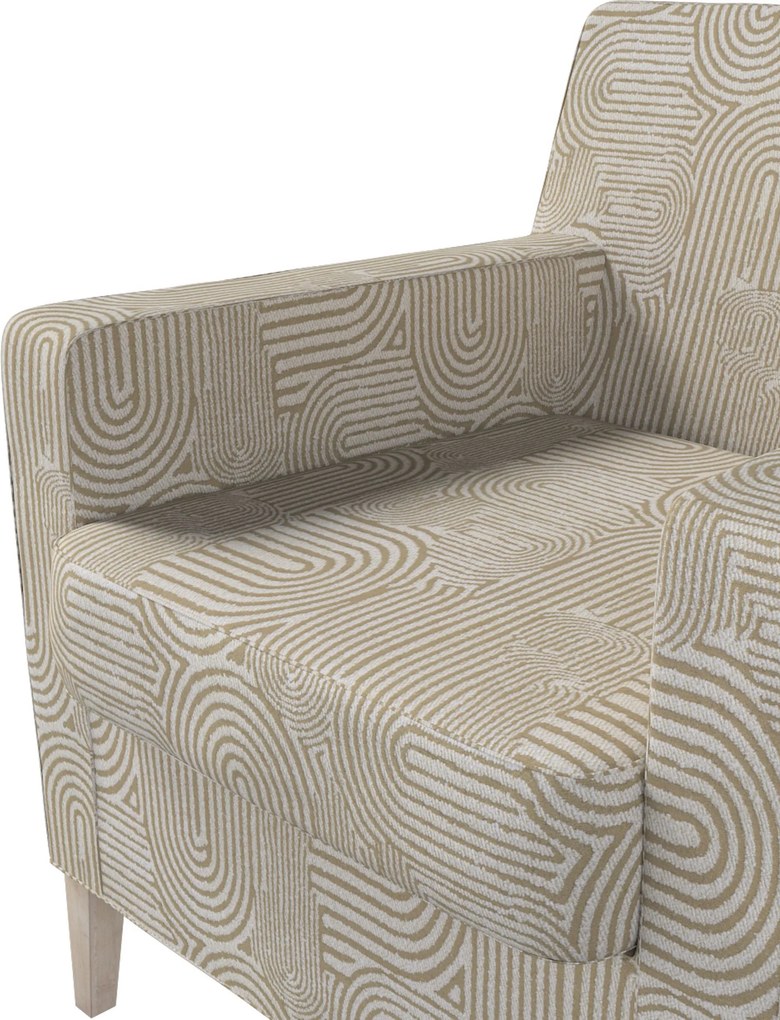 Potah na křeslo IKEA Karlstad barva béžová látka pletený vzor, vzorované