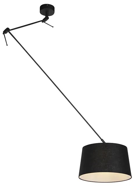 Závěsná lampa s plátěným stínidlem černá 35 cm - Blitz I černá