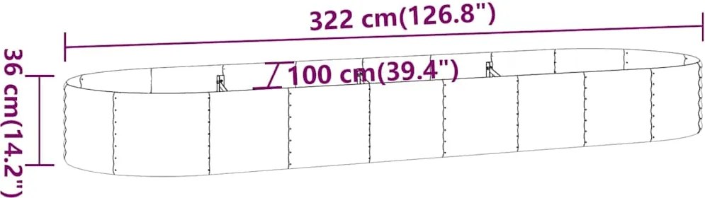 Vyvýšený záhon pozinkovaná ocel 322x100x36 cm hnědý 319000