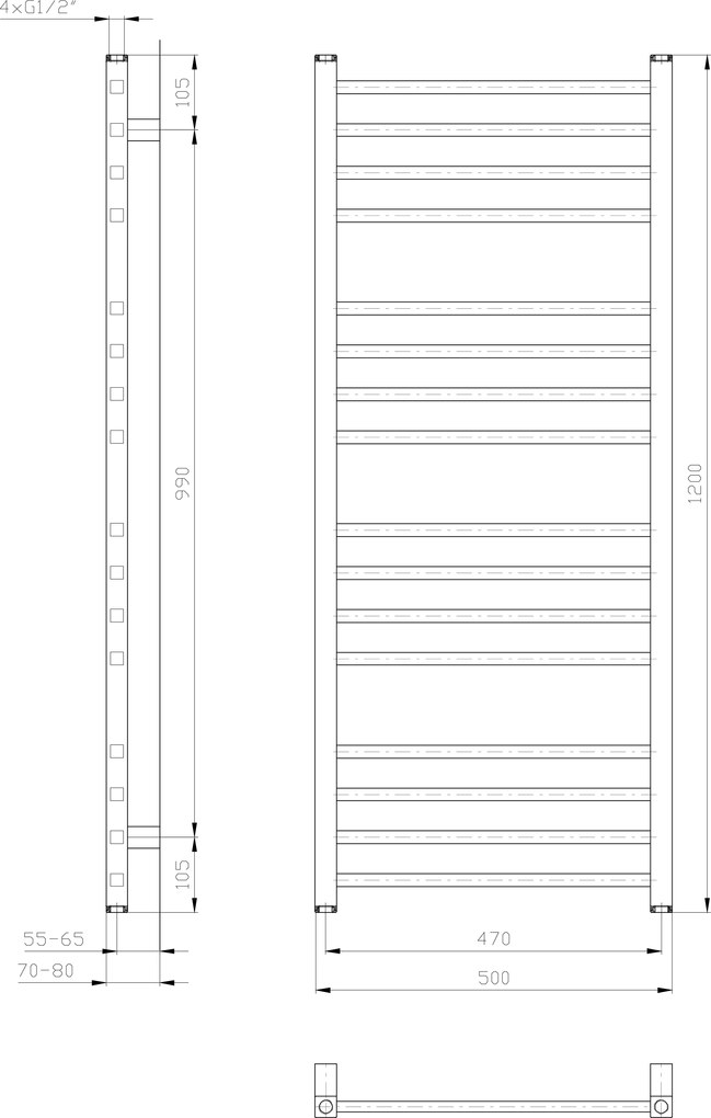 Sapho METRO otopné těleso 500 x 1200 mm bílá IR410T