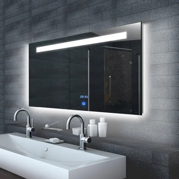 Eurosanit MALENA 60 až 160 cm – zrcadlo do koupelny s LED osvětlením a hodinami Rozměr: 60x65cm