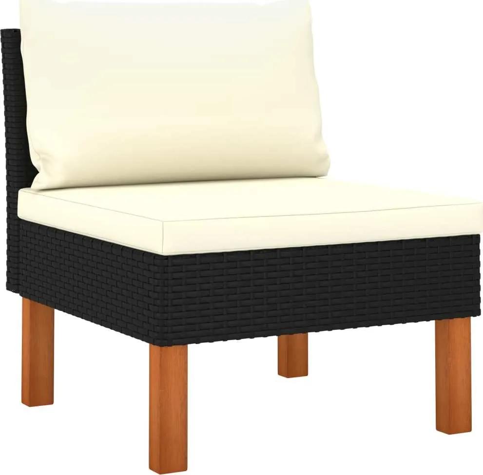 vidaXL Středová sedačka polyratan a masivní eukalyptové dřevo [315753] Barva: Černá