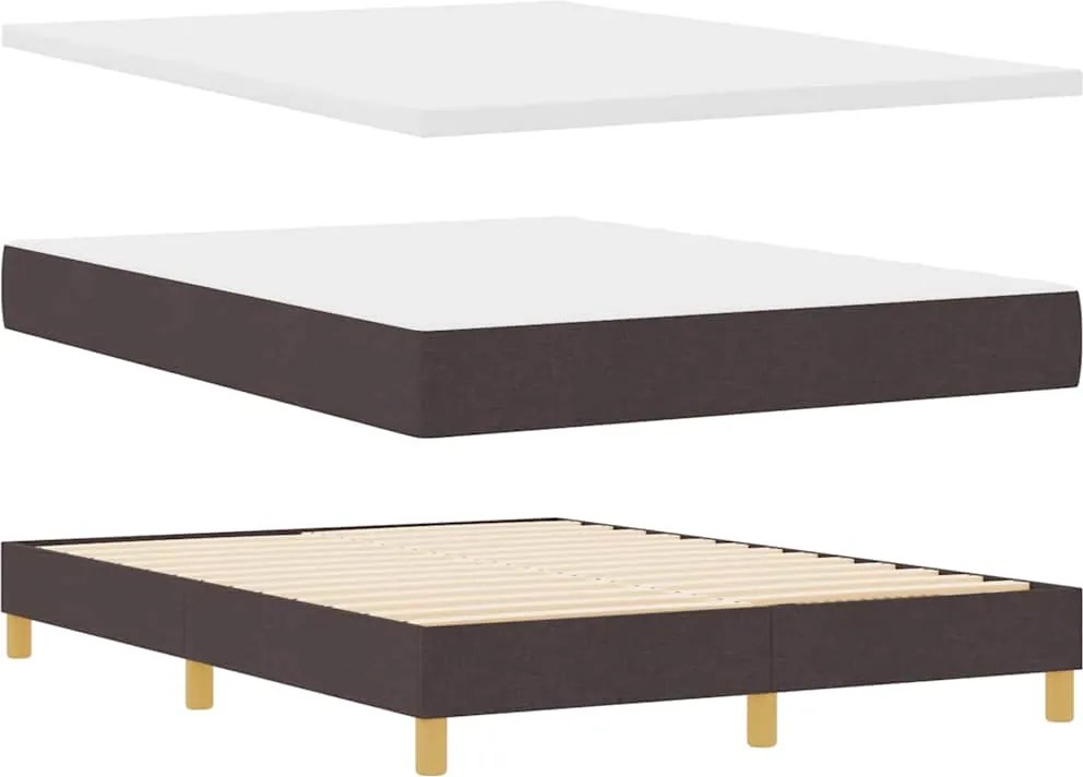 Postel s boxspringem s čelo Tmavě hnědá 140 x 190 cm textil 3338919