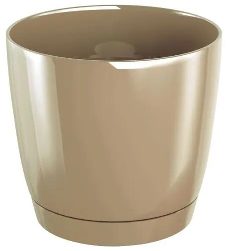 Prosperplast Květináč Coubi Round s miskou káva s mlékem, varianta 24 cm