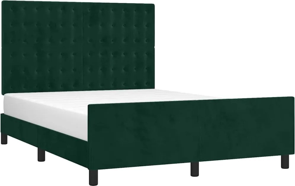 Rám postele bez matrace tmavě zelená 140 x 190 cm samet 3125998
