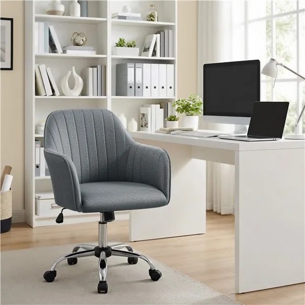 Kancelářská židle Yaheetech – tmavě šedá, 60 cm (šířka) × 61 cm (hloubka) × 83 cm – 92,5 cm (výška) (267660313202)
