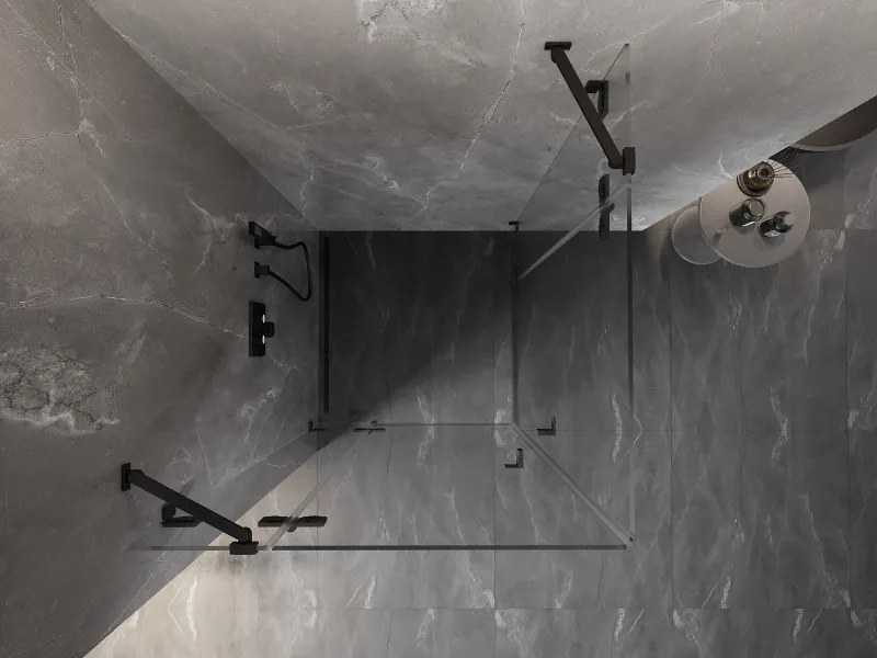 Mexen Lunar Duo výklopný sprchový kout 80 x 80 cm, 8mm čiré sklo, černý profil, 834-080L-080P-70-00