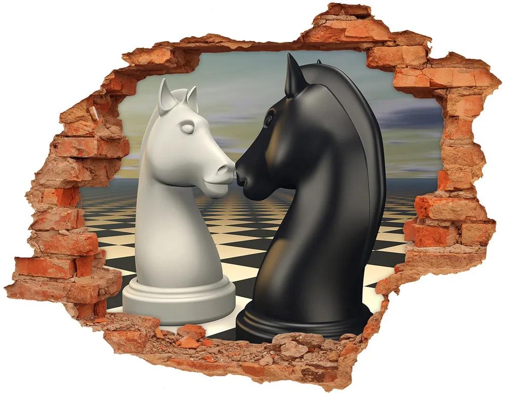 Wallmuralia Samolepící díra na stěnu Šachy koňě 90x70 cm