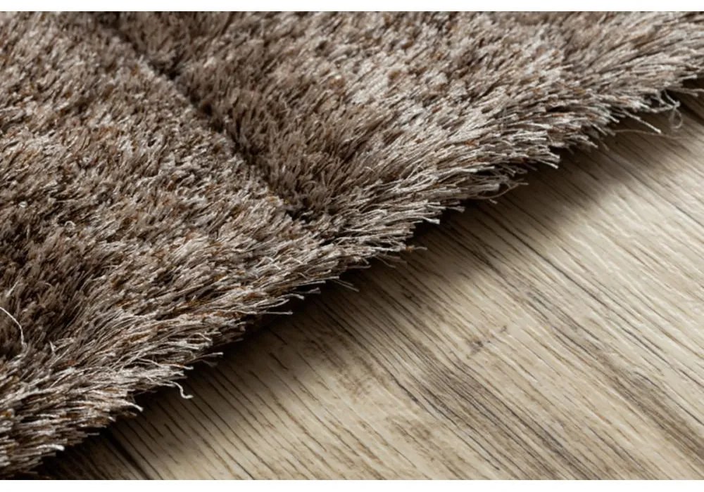 Luxusní kusový koberec shaggy Pasy hnědý 80x150cm