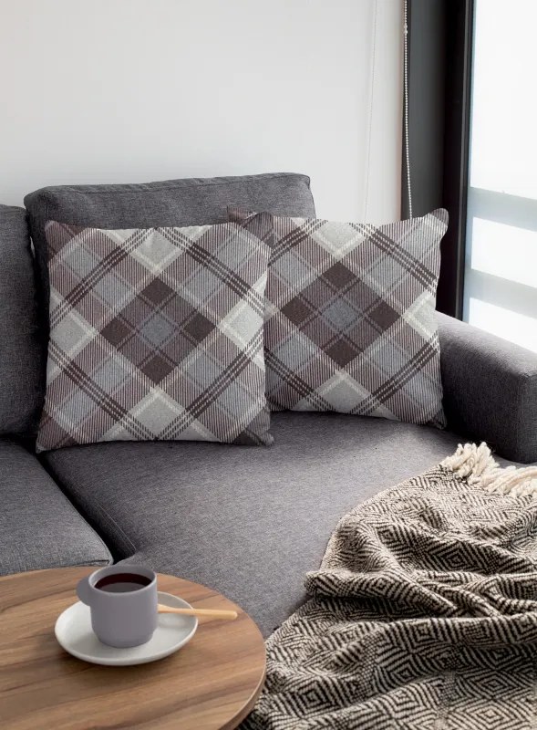 Ervi povlak na polštář Gobelínový - Tradiční šedý tartan, různé rozměry