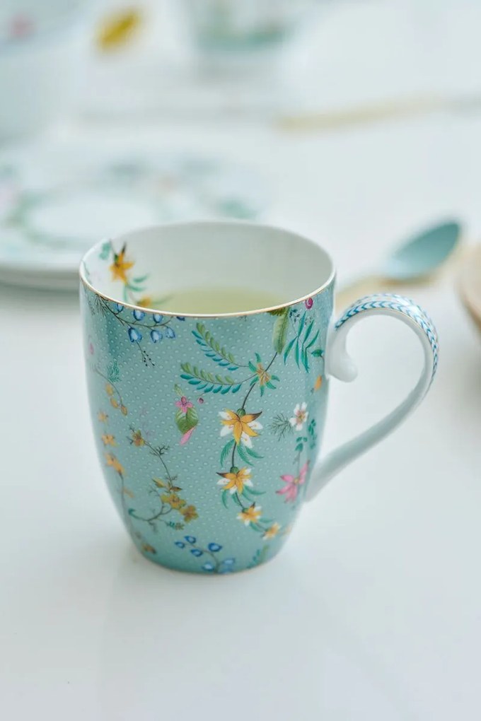 Pip Studio Jolie flowers blue sada 2 hrnečků 350ml, dárkové balení, modré