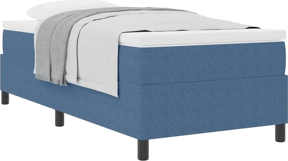 Postel s boxspringem Modrá a bílá 100 x 200 cm Žebrovaná látka 3337450
