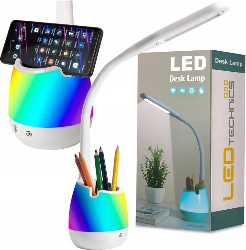 Bezdrátová stolní lampa Organizer Led Rgb barevná 5W Usb akumulátor