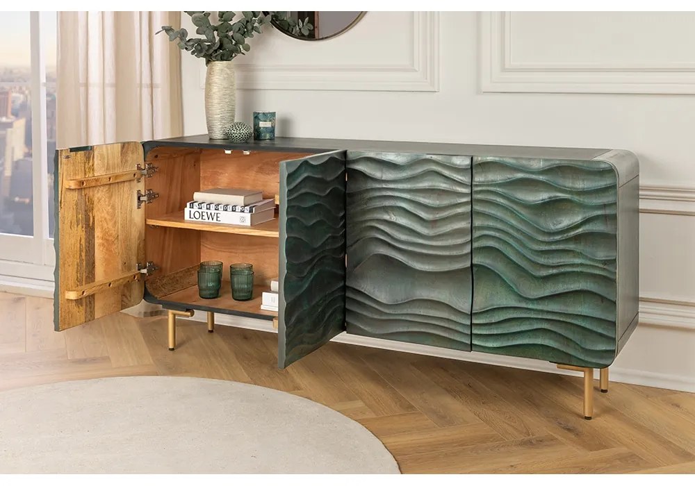 Massive home | Luxusní komoda Black lagoon tyrkysová mango 160cm