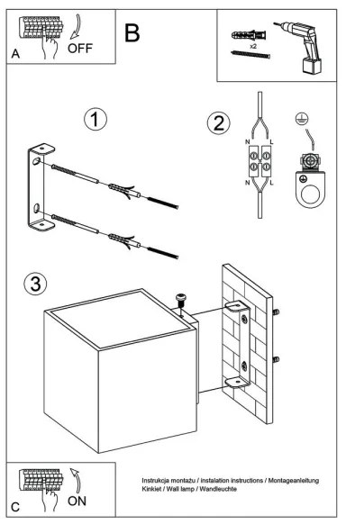 Sollux SL.0487 - Nástěnné svítidlo QUAD 1xG9/8W/230V beton