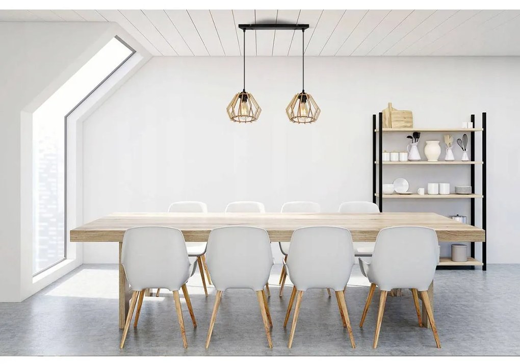 Závěsné svítidlo Timber, 2x dřevěné stínítko