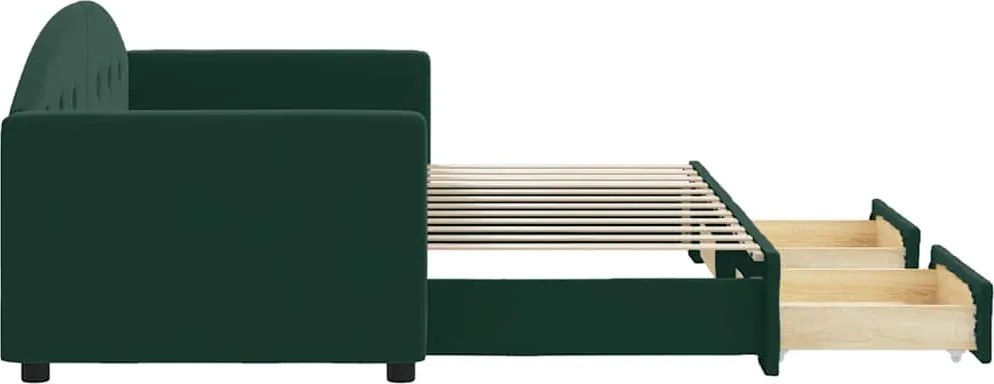 Válenda s přistýlkou a zásuvkami tmavě zelená 80 x 200 cm samet 3197344