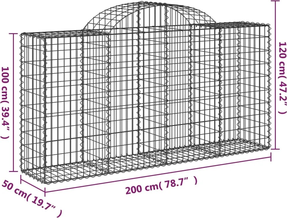 Klenuté gabionové koše 11ks 200x50x100/120cm pozinkované železo 3146329