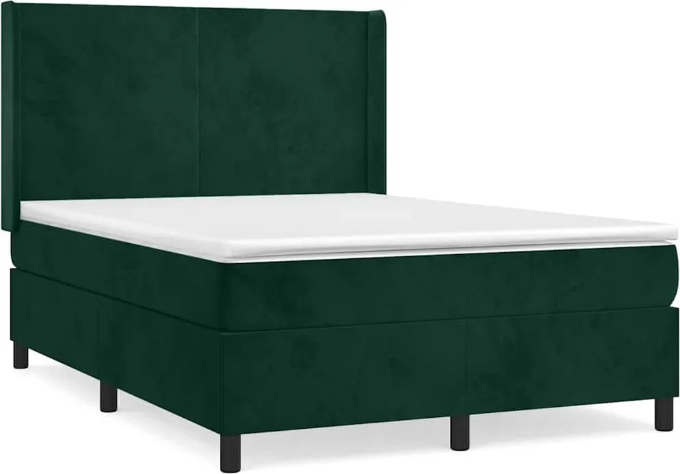 Box spring postel s matrací tmavě zelená 140x190 cm samet 3132558
