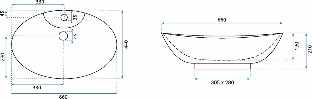 Rea Rosa umyvadlo, 65 x 44 cm, bílá, REA-00692
