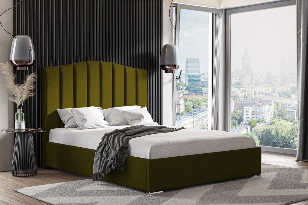 Eka Čalouněná postel MARGOT - Kronos 140x200 cm Barva látky: Smaragdová (19), Úložný prostor: S dřevěným rámem úložného prostoru