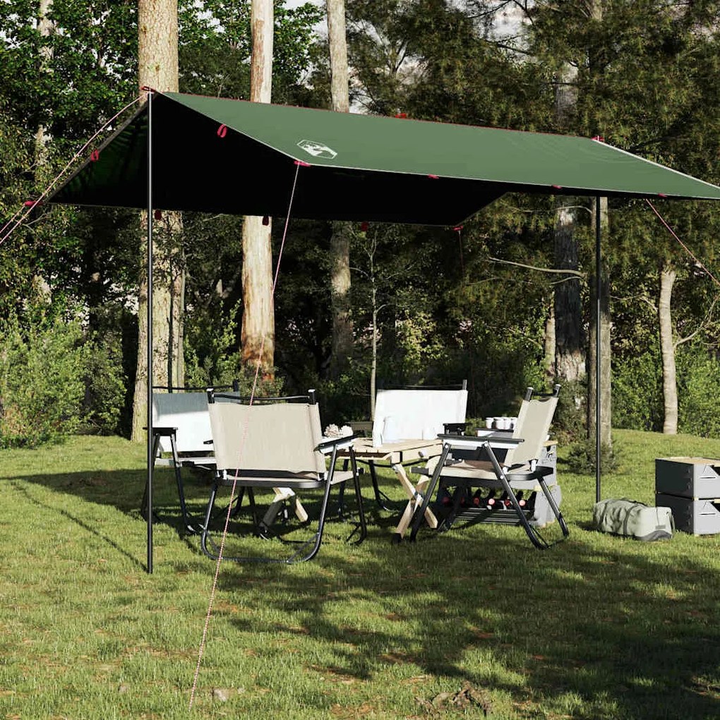 Kempingová plachta zelená 360 x 294 cm nepromokavá