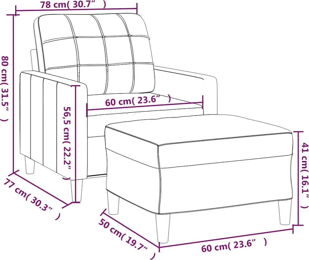 Křeslo s podnožkou černé 60 cm textil 3200997