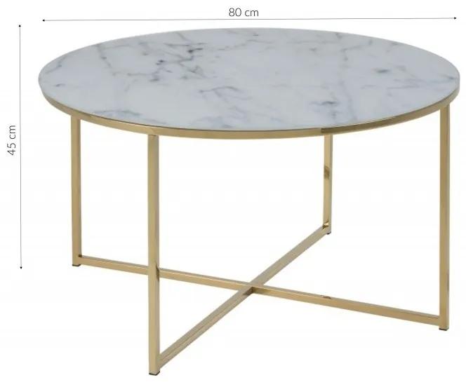 Konferenční kulatý stolek Alisma 2 mramor bílý/zlatá