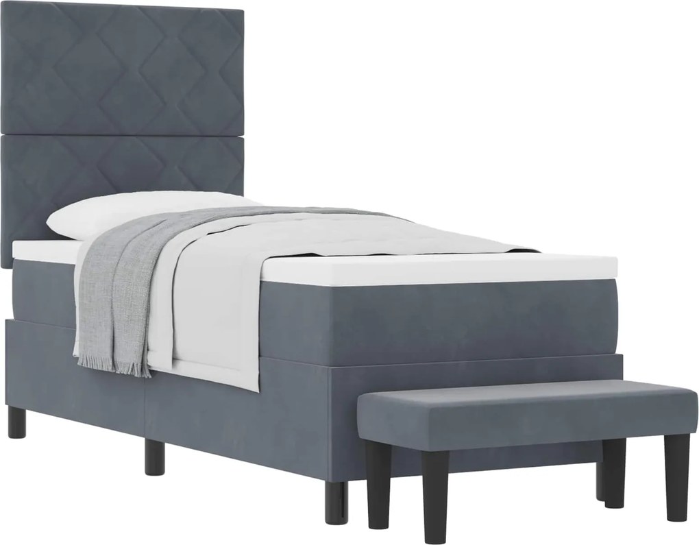 Postel s boxspringem s čelo Tmavě šedá 200 x 80 cm samet 3344541