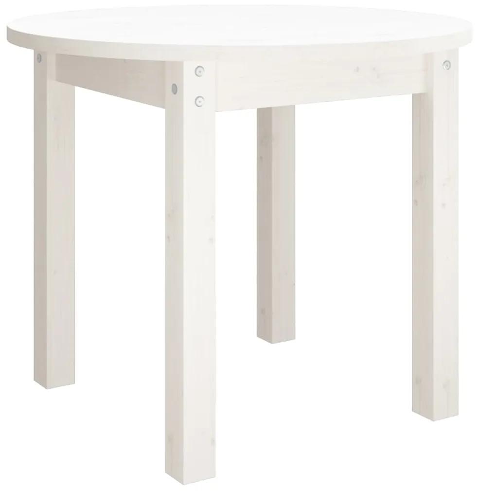 Konferenční stolek bílý Ø 55 x 45 cm masivní borové dřevo - Default Title