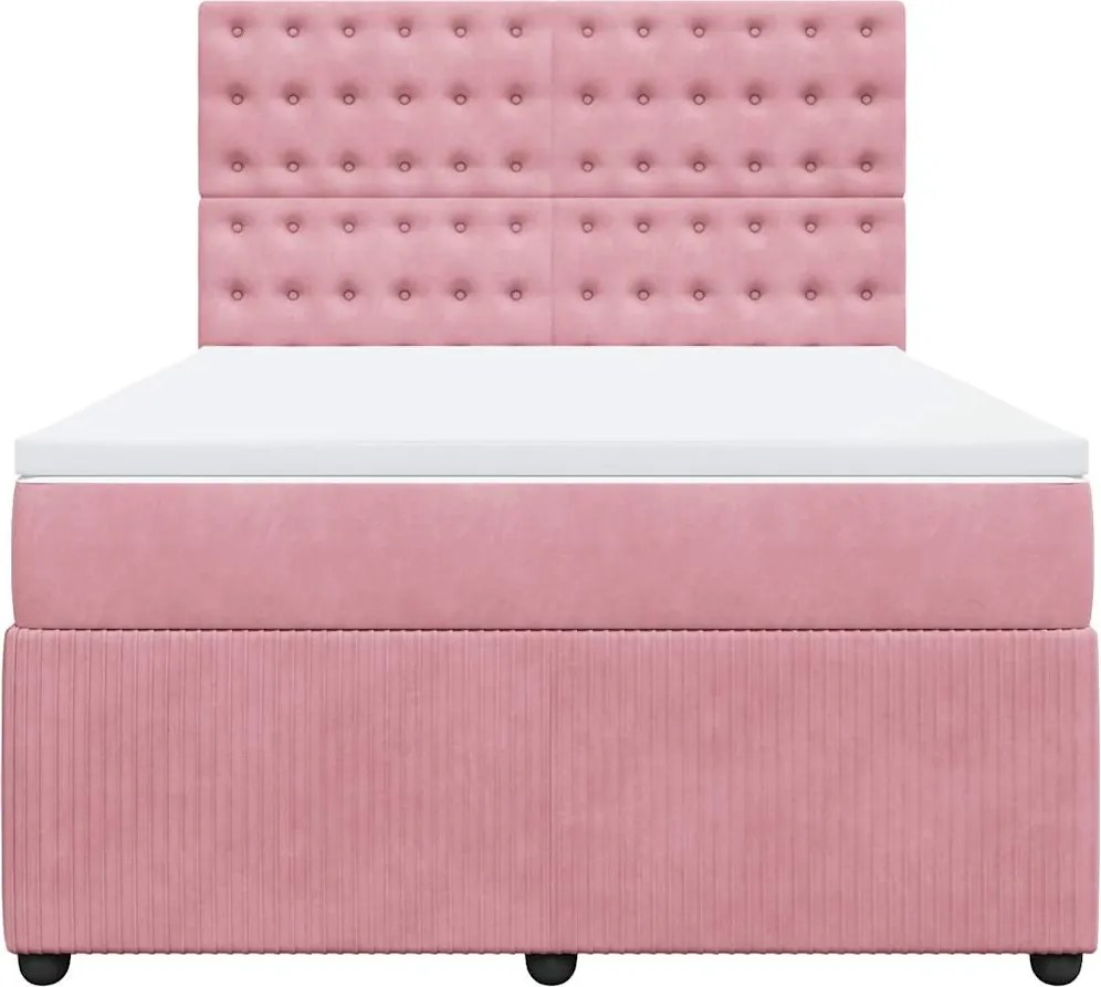 Box spring postel s matrací růžová 140x200 cm samet 3294675