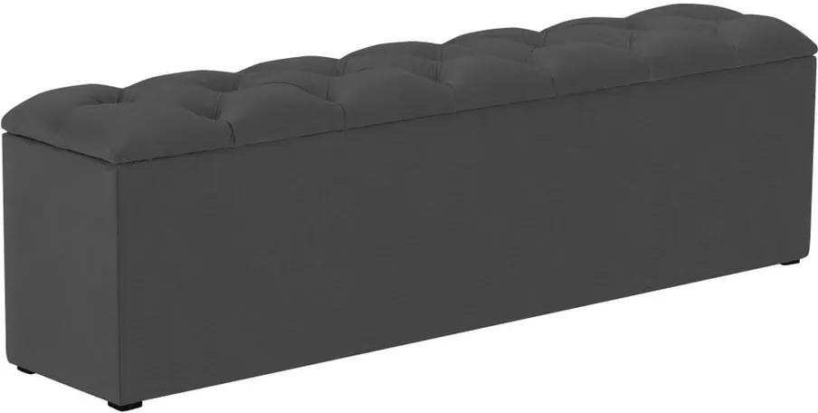 Tmavě šedý otoman k posteli s úložným prostorem Kooko Home Manna, 47 x 140 cm