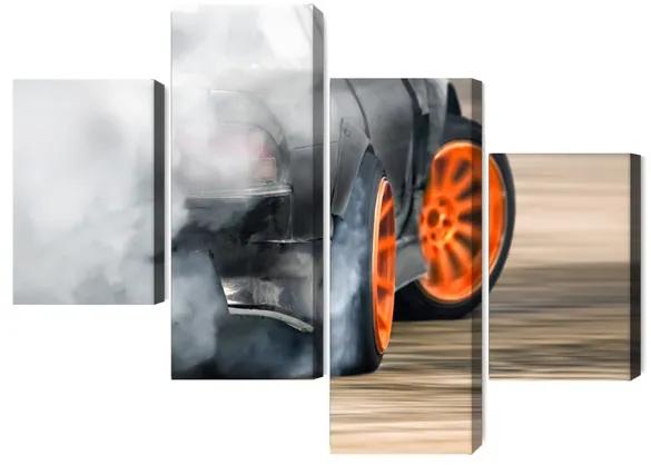 Vícedílný obraz Unášené Auto V Oblaku Kouře Nedostatek Nedostatek Přírodní plátno 240x150